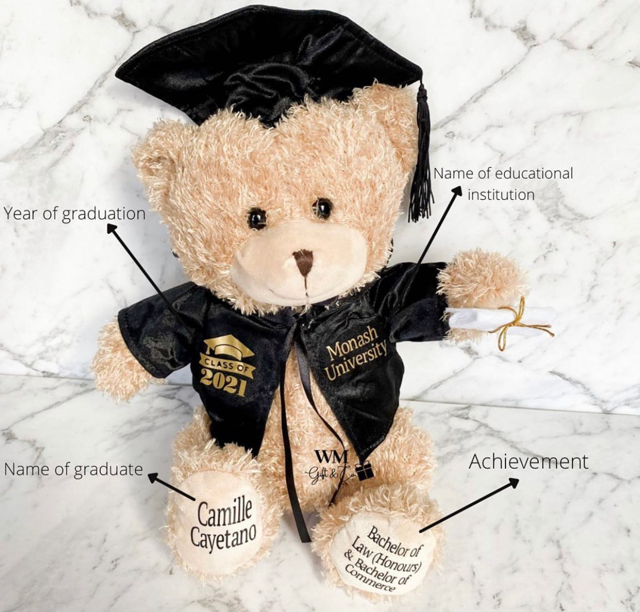 Personalised Graduation Teddy Bear – WM Gift & Co